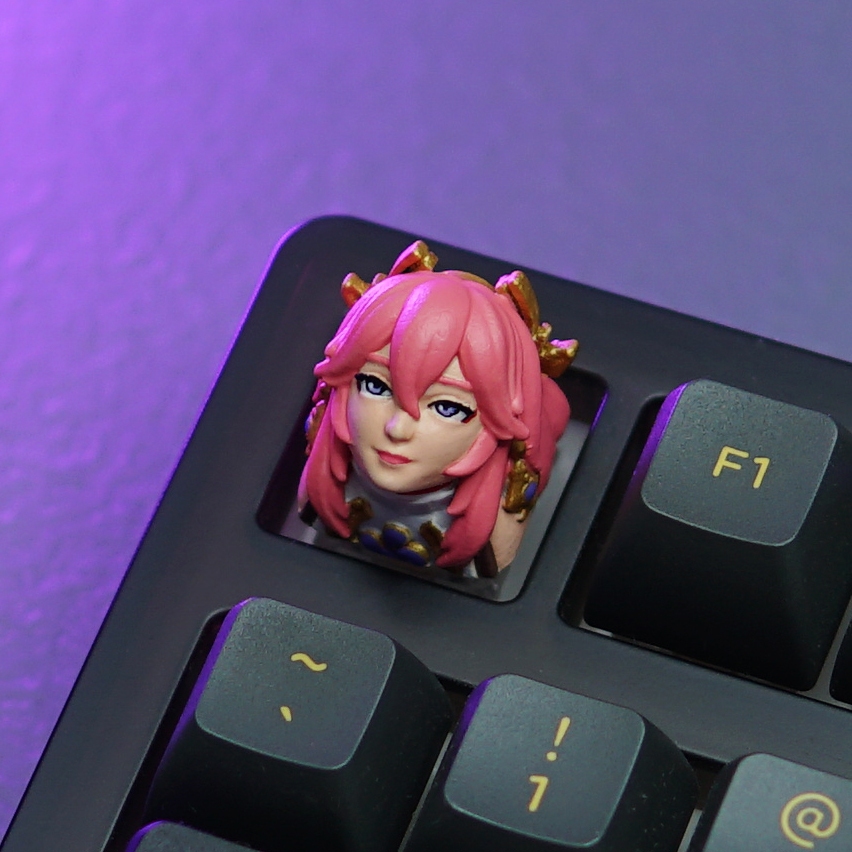 Genshin Impact Yae Miko artisan keycap Mechanical Keyboard resin cast ...