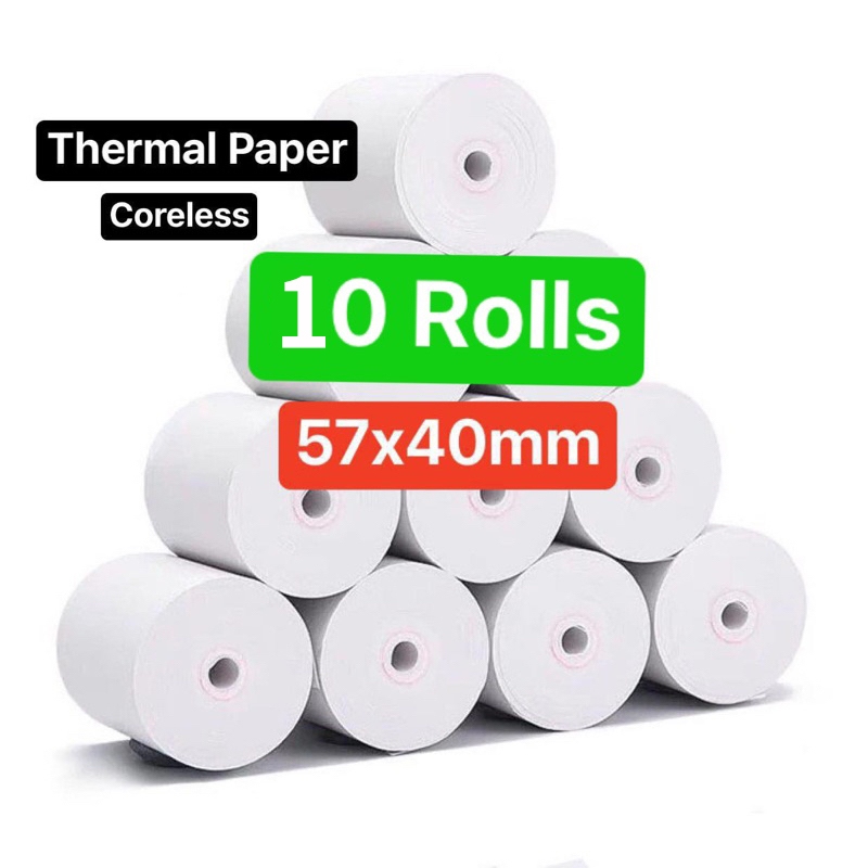 10 roll 57x40mm handheld Receipt Paper Roll for Mobile POS 58mm ...
