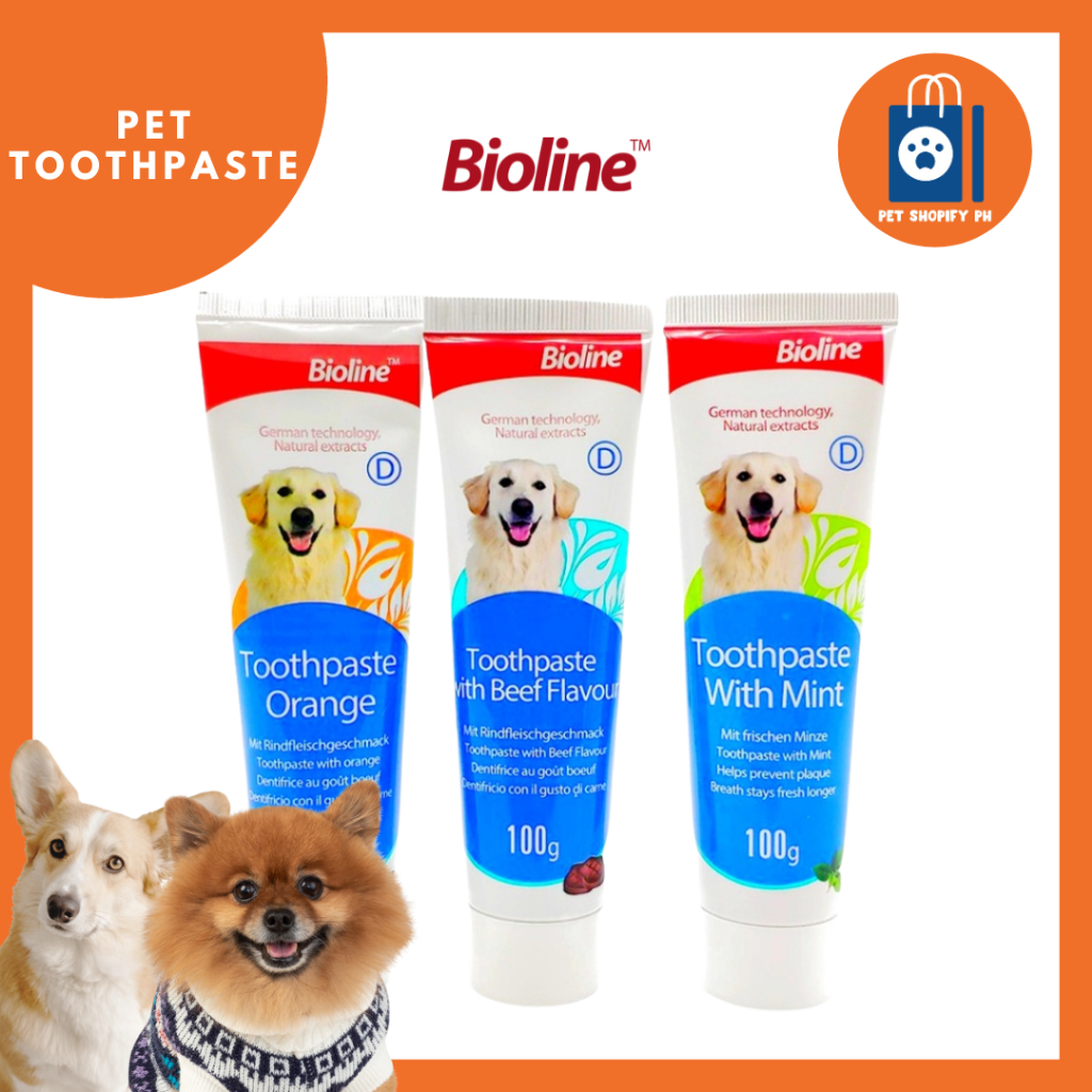 Bioline Toothpaste for Pet Cleans Teeth and Breath - Mint Beef Orange ...