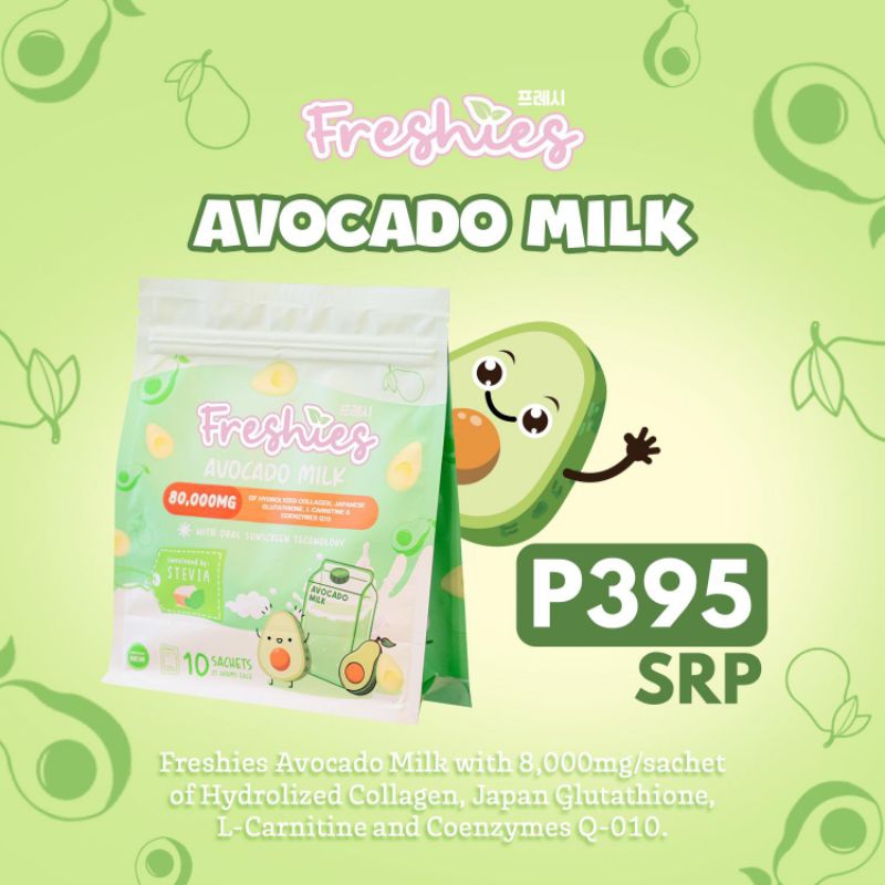 Freshies Avocado Milk Whitening Collagen Drink 10 Sachet/Pouch 210g ...