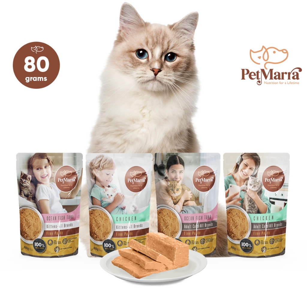 PetMarra Fine Pates Kitten Cat Wet Food Pouch Fish Tuna Chicken 80g ...