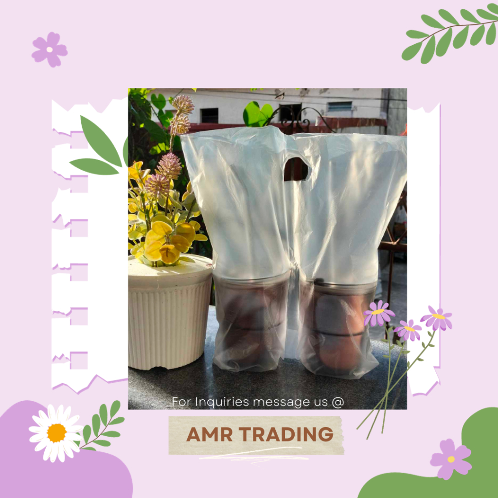 Milk Tea Take-out Bag Double Carrier | Take Out Plastic Bag (100pcs ...