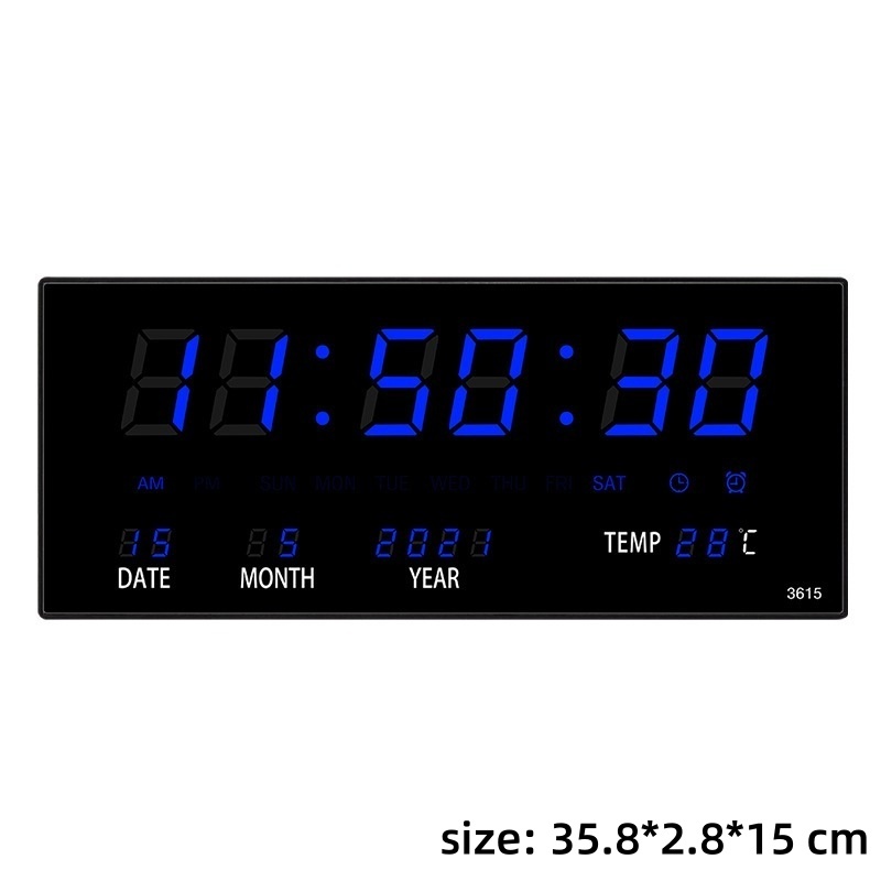 LED Digital Wall Clock 14 Inch Led Wall Clock Calendar Temperature Wall ...