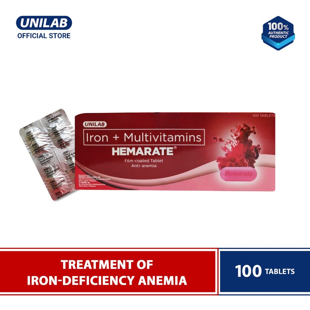 Hemarate 100 Tablets (Treatment Of Iron-Deficiency Anemia) | Shopee ...