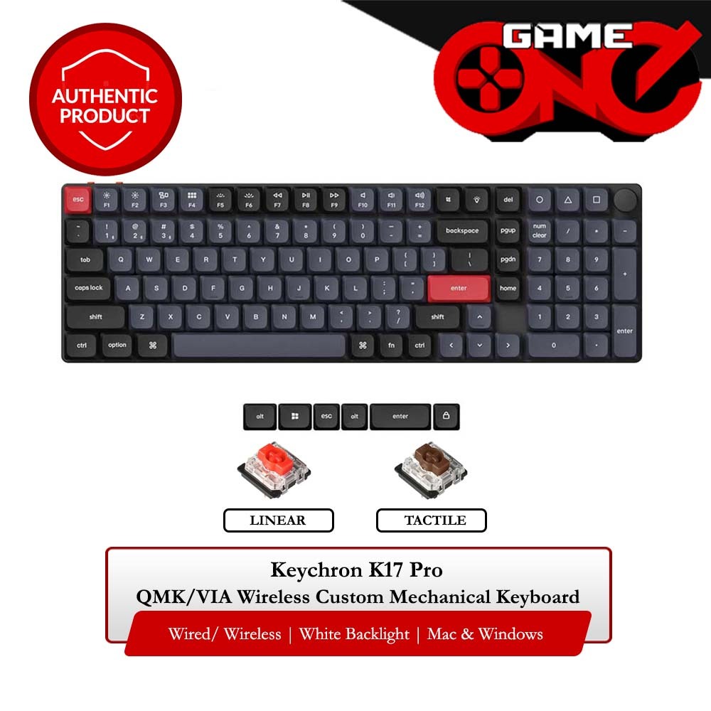 Keychron K17 Pro 96% Low-Profile Layout QMK/VIA Wireless White ...