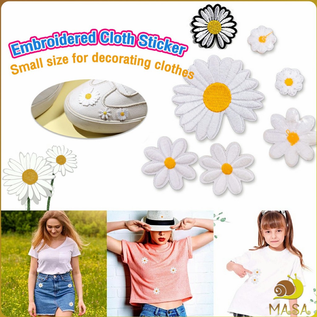 MASA 1pcs DIY Small Daisy Embroidered Cloth Sticker Hole Repair ...