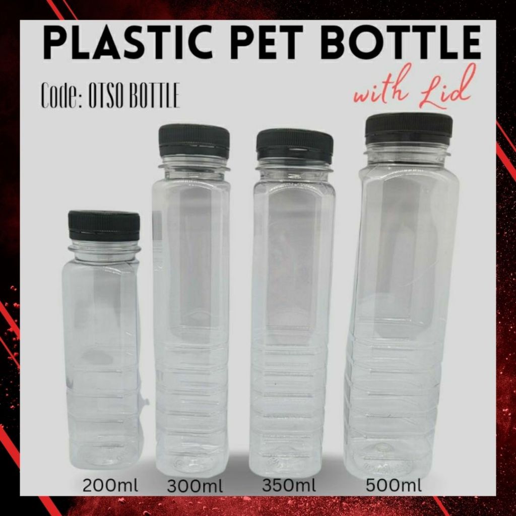 Plastic Pet Bottle w/ Lid OTSO Bottle 10pcs and 20pcs for Iced Coffee ...