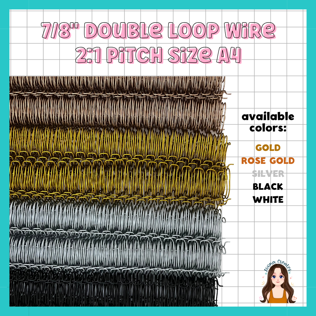 7/8" Double Loop Binding Wires For Cinch 2:1 Pitch, A4 Size 23 Loops ...