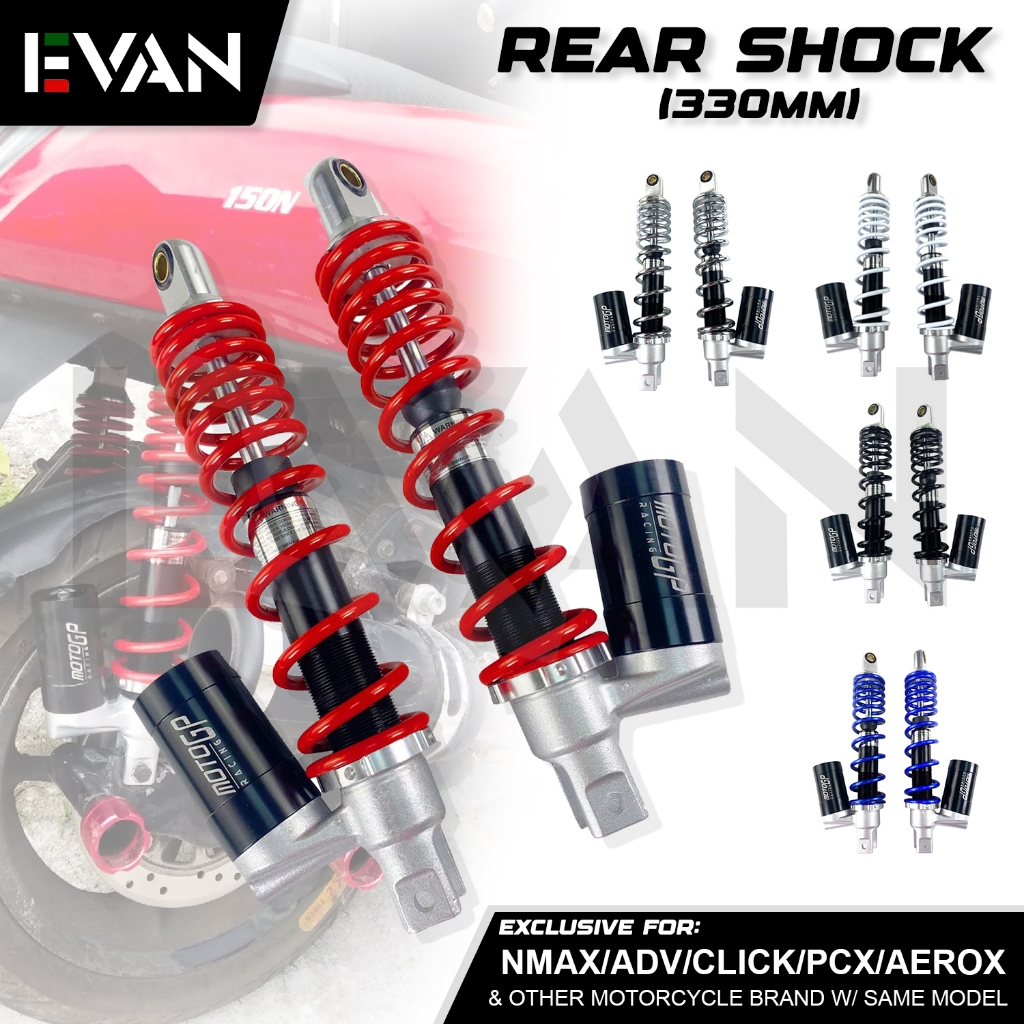 EVAN.PH 330mm Rear Dual Shock With Gas Tank Absorber For Nmax/ADV/CLICK/PCX/AEROX/XMAX | Shopee ...