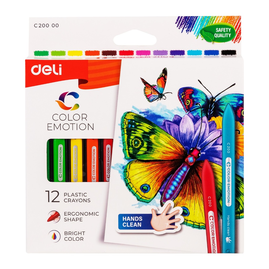 Deli C20000 Long Plastic Crayons Color Emotion Design (12 colors ...