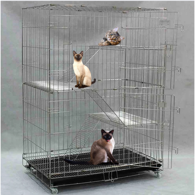Foldable 4 layers Cat Cage Stackable Cage for Cat Villa Collapsible ...