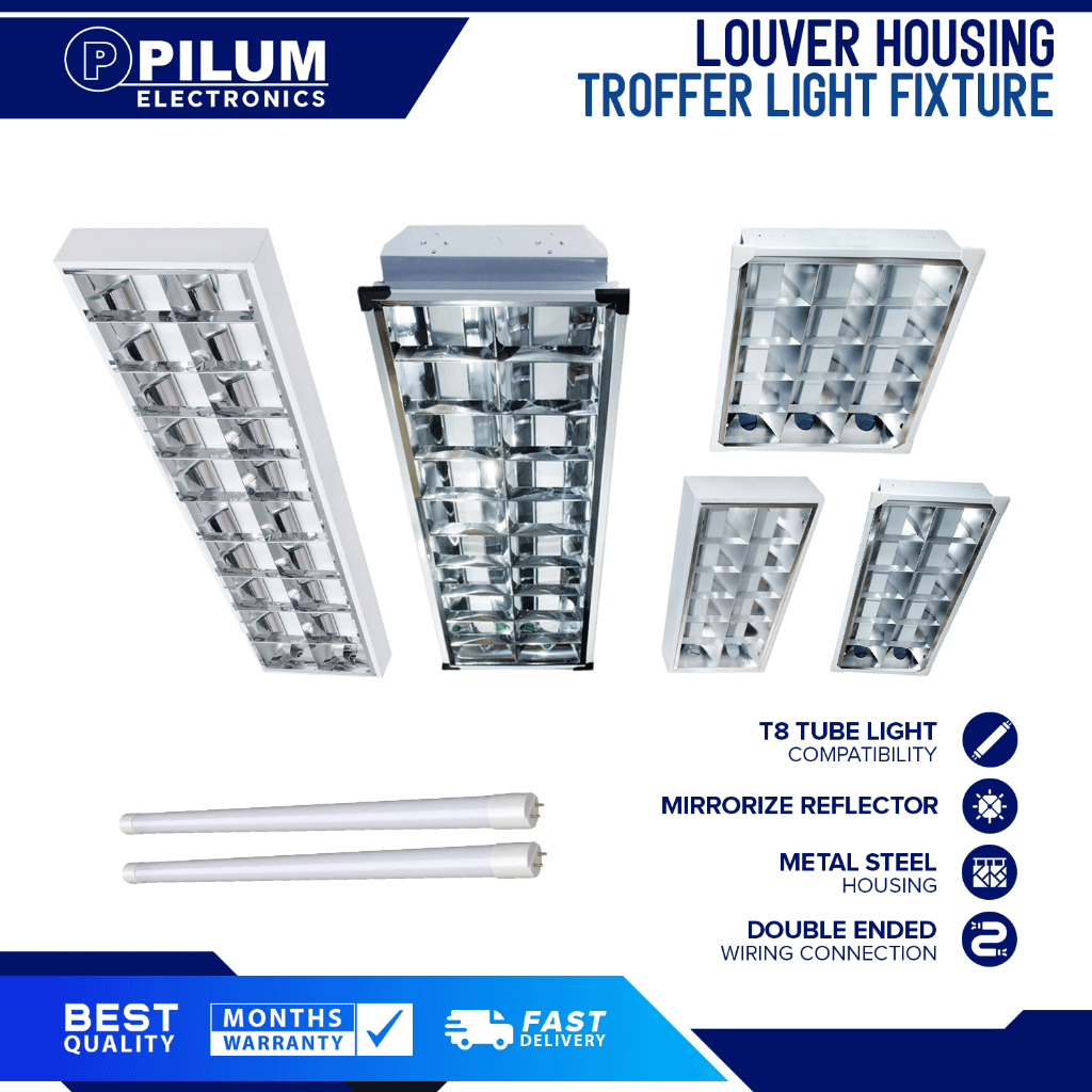 PILUM T8 Louver Housing High Quality with or without LED Tube Light ...