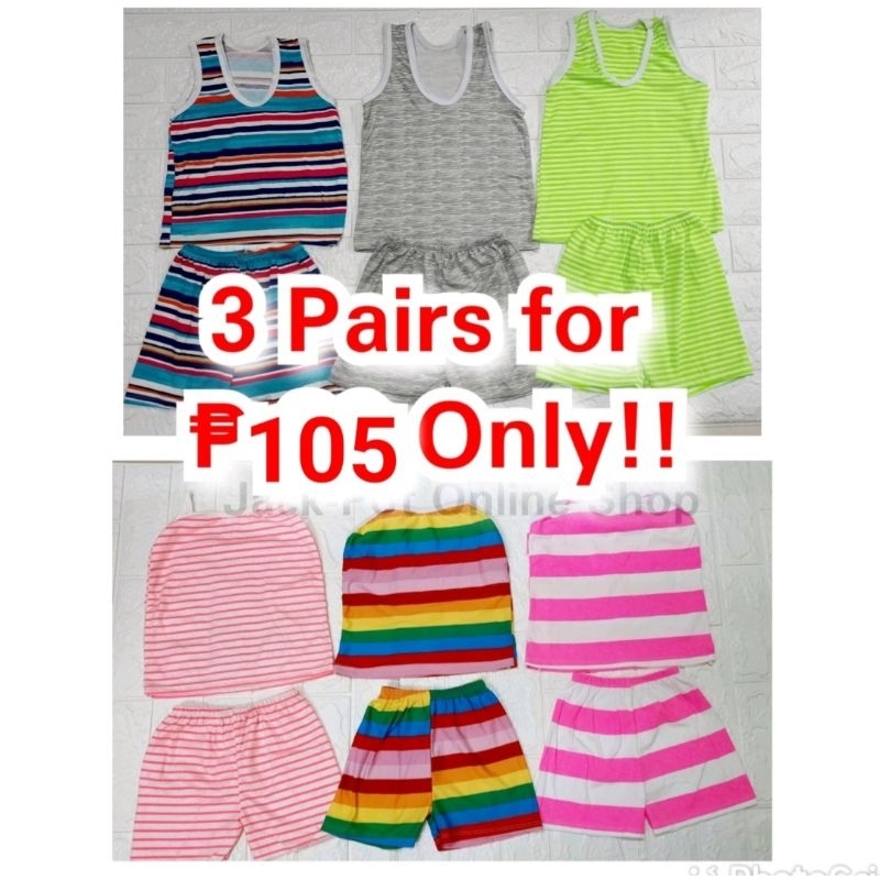 Kids Terno 3 PAIRS Sando and Short BARGAIN BOY GIRL | Shopee Philippines