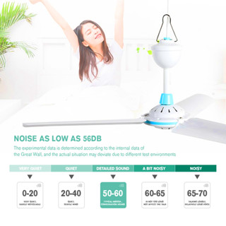 NSS Electric Ceiling Fan 3 Blades 700 mm Portable Hanging Fan 12V 12W ...