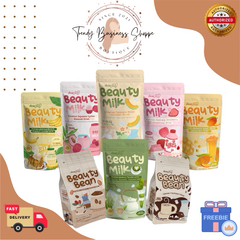 Dear Face Beauty Bean Coffee, Beauty Milk Melon, Strawberry, Banana ...