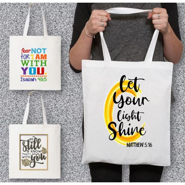 BIBLE VERSE TOTE BAG PRINTED/ GRAPHIC PRINTED CANVAS BAG / LADIES BAG ...