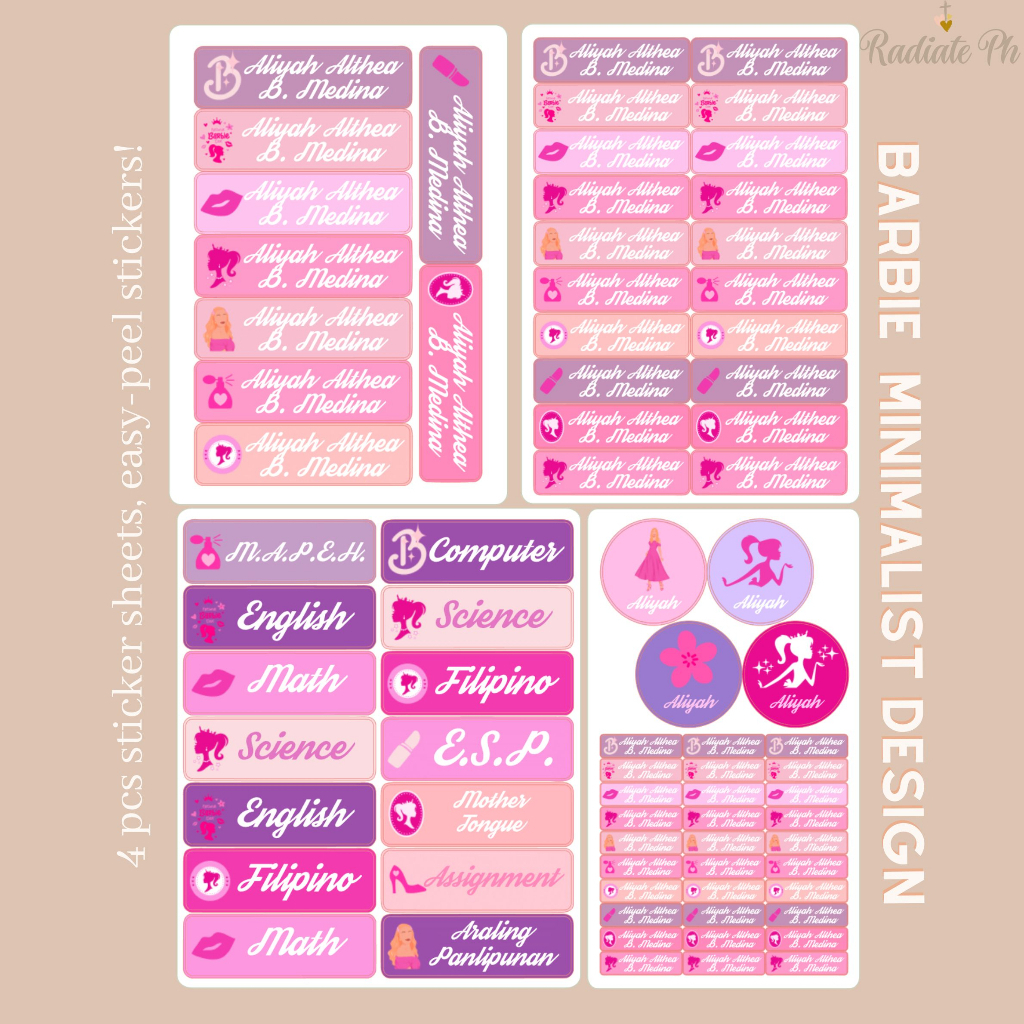 𝘾𝙪𝙨𝙩𝙤𝙢𝙞𝙯𝙚𝙙 𝙎𝙩𝙞𝙘𝙠𝙚𝙧 𝙇𝙖𝙗𝙚𝙡𝙨 𝙣𝙖𝙢𝙚 𝙈𝙄𝙉𝙄𝙈𝘼𝙇𝙄𝙎𝙏 notebooks, books, pencils ...