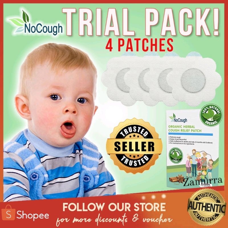 Original No Cough Organic Herbal Cough Relief Patch (2-12 Patches ...