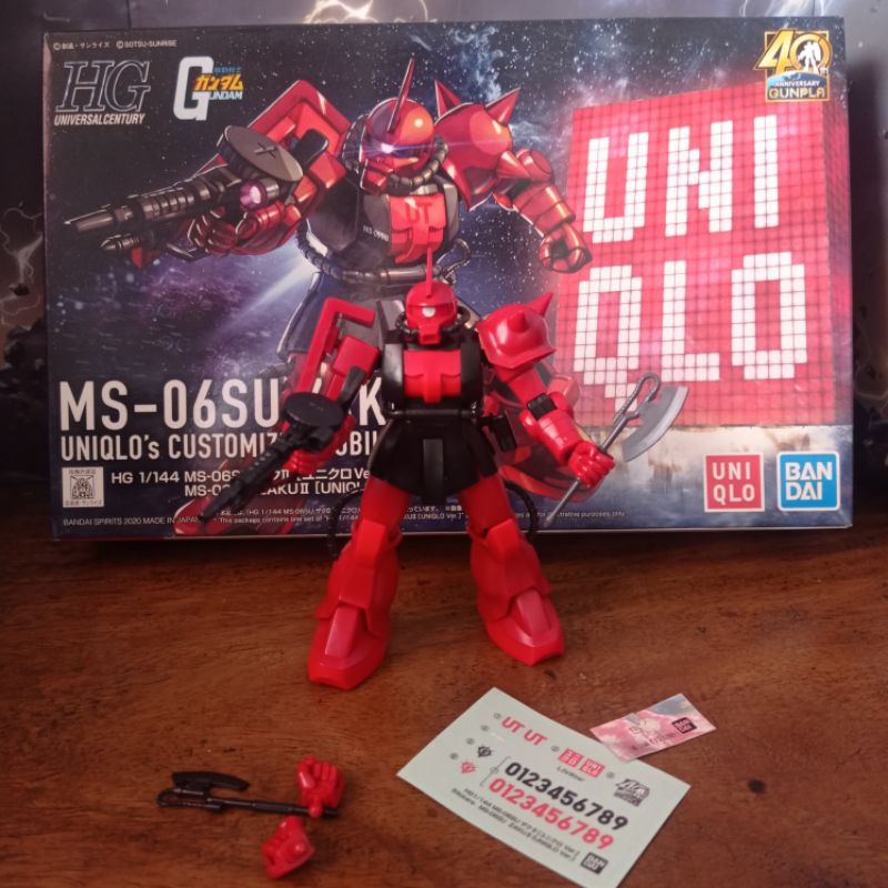Pre loved Bandai Uniqlo High Grade 1/144 Zaku Gundam mecha robot model ...