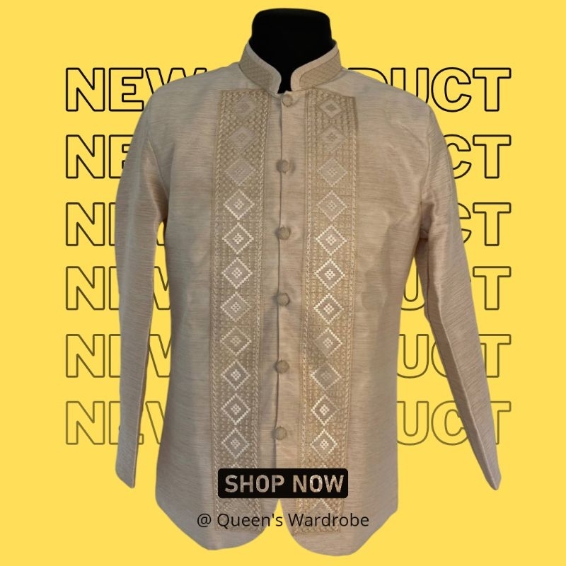 Double Collar Coat Barong Ethnic Design | Shopee Philippines