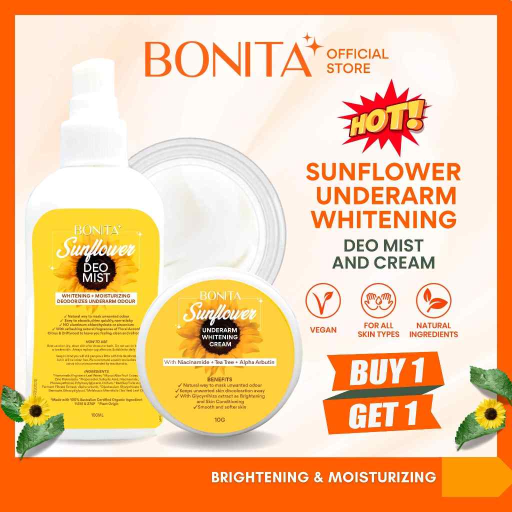 Bonita Sunflower Underarm Whitening Set (Brightening Cream + Deo Spray ...