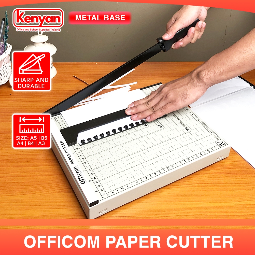 Officom Paper Cutter (A4/A3/A5/B4/B5) Metal Base Heavy Duty Guillotine ...