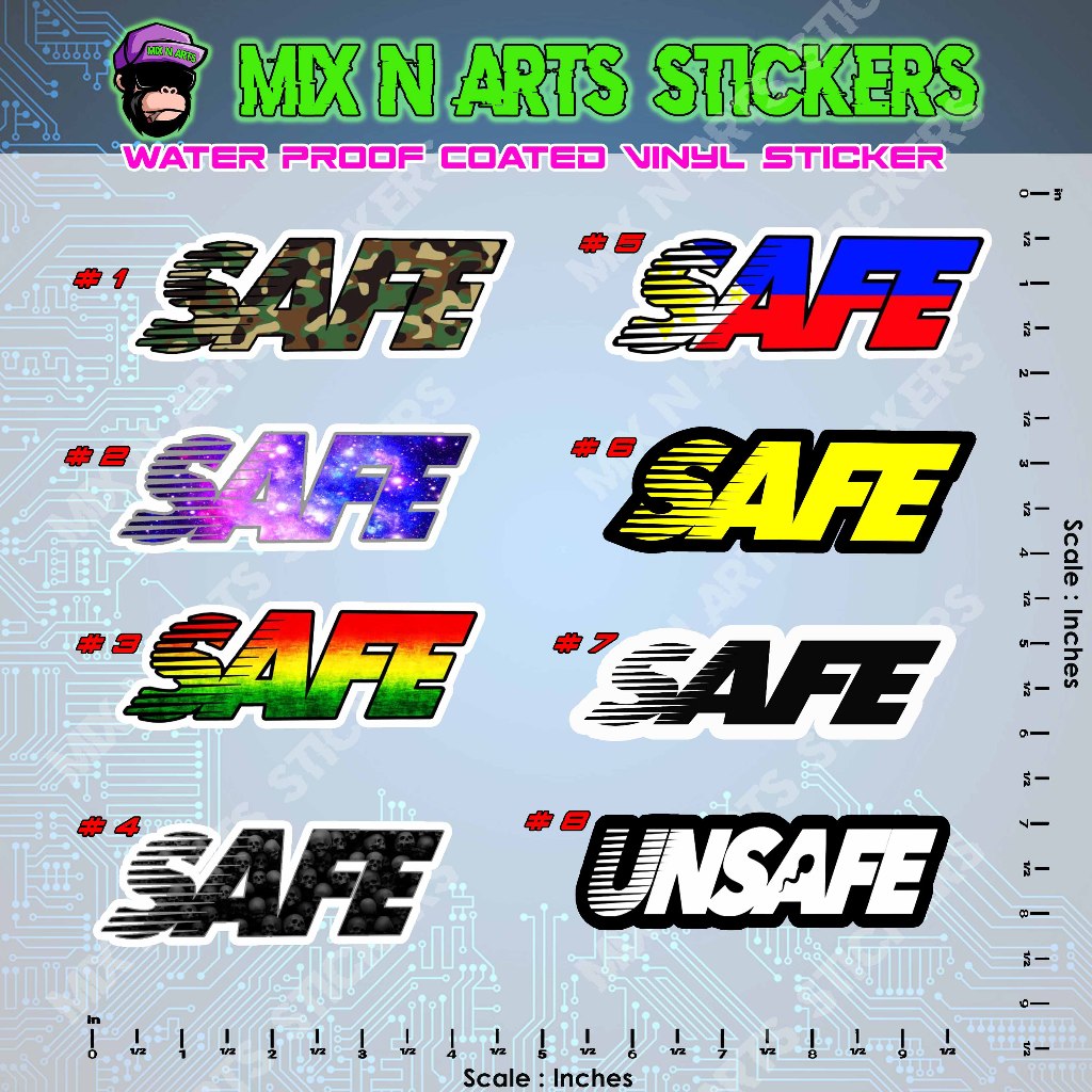 Safe Unsafe Waterproof Vinyl Sticker for Motorcycle Tumbler Ect (Sold ...