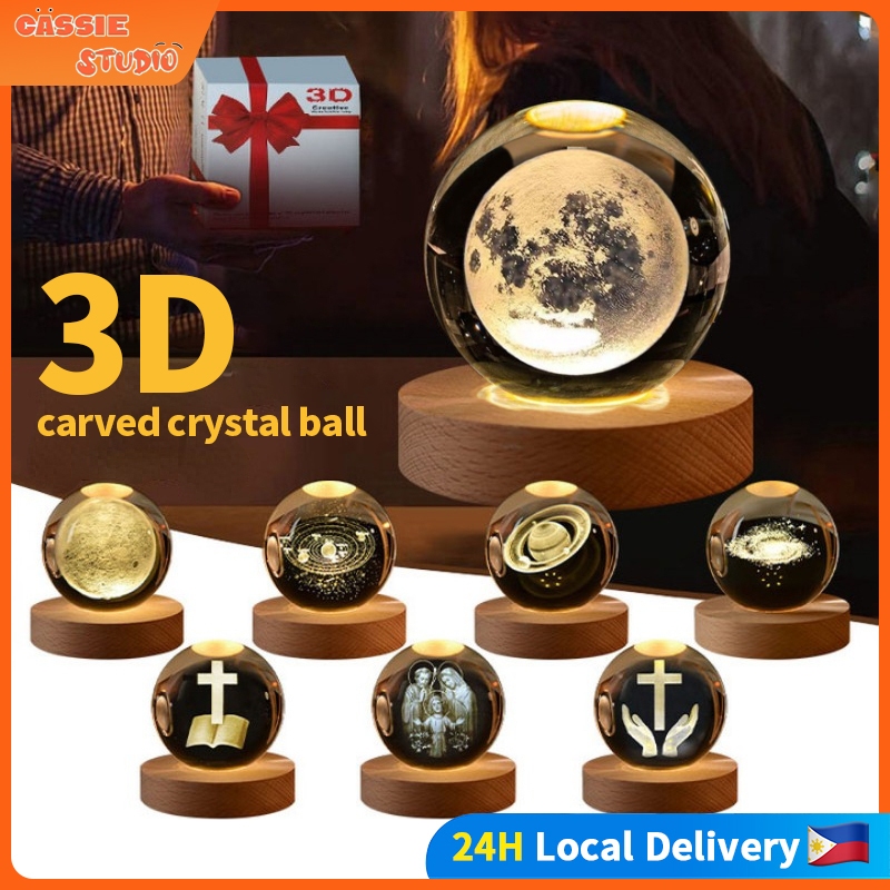 3D Crystal Ball USB Light Night Light Table Lamp Decorative Light ...