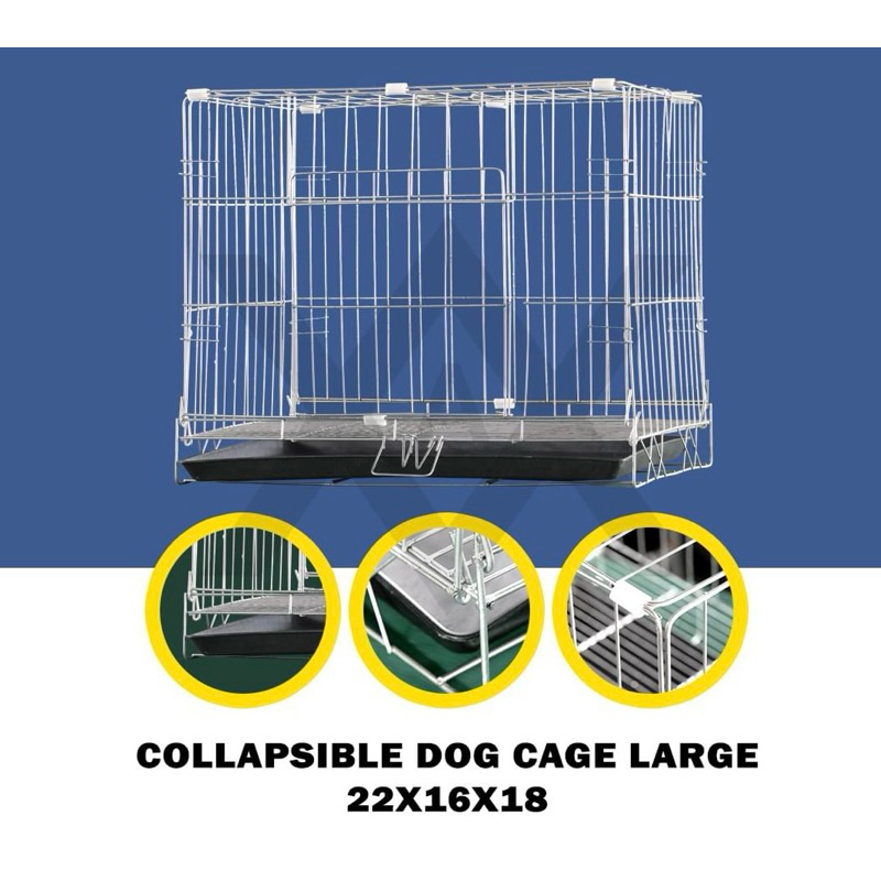 Heavy Duty Collapsible Cage Size Large for Dogs, Cats & Rabbit with ...