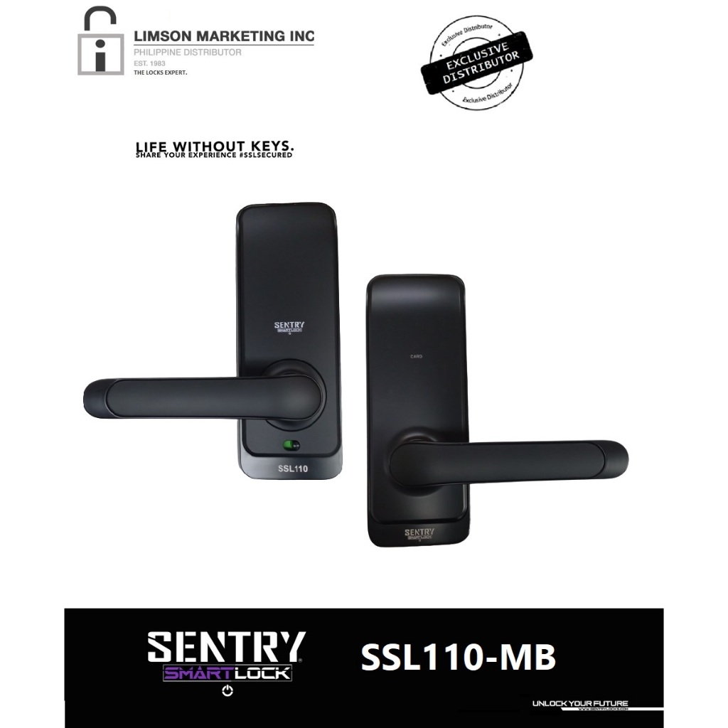 SENTRY SSL110-MB SMART DOR LOCK MATTE BLACK | Shopee Philippines
