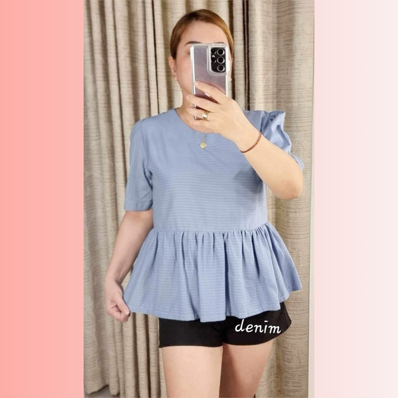 Miss D fashion Mango peplum blouse | Cotton wave fabric | Shopee Philippines