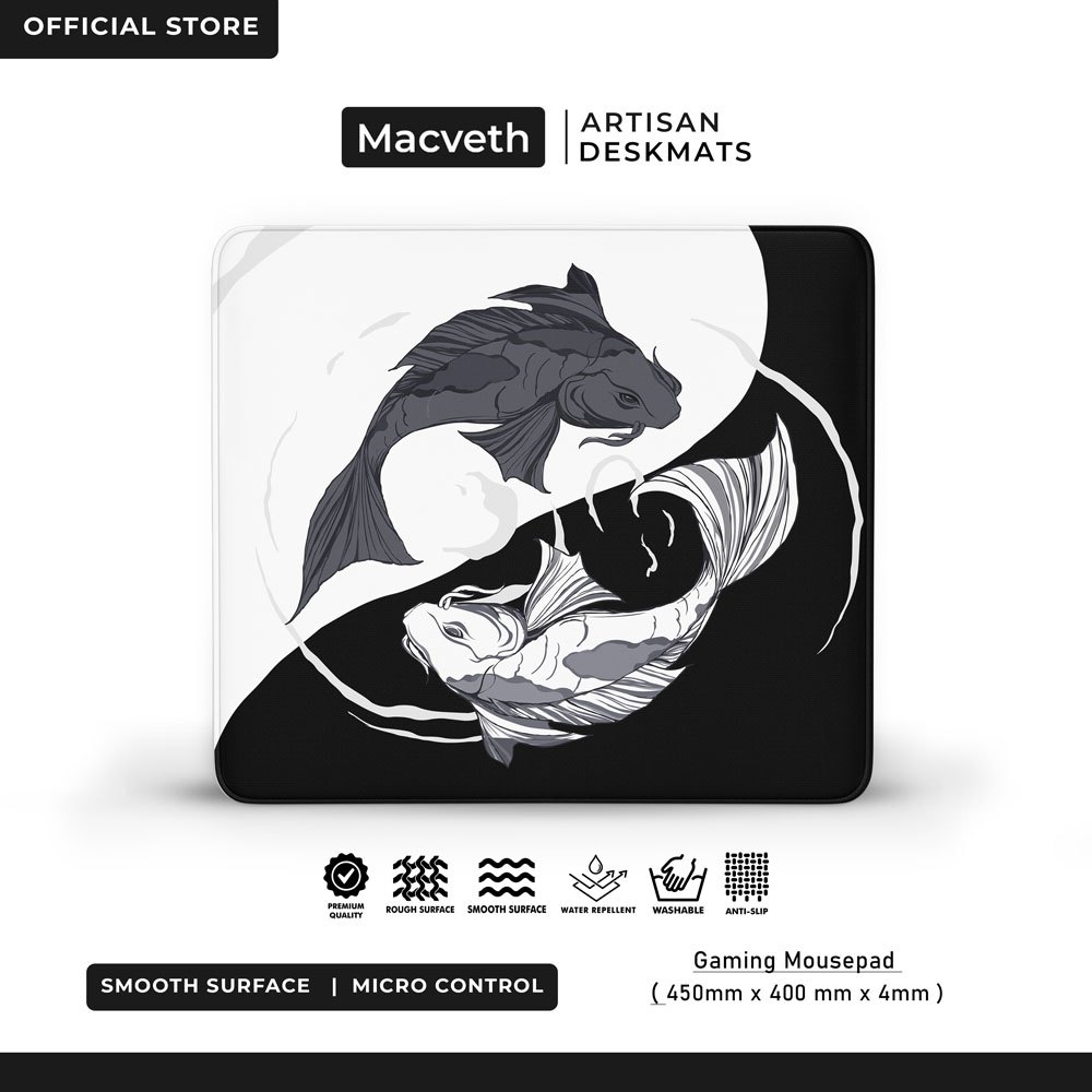 Macveth Artisan Deskmat | Koi Shiro | 450x400x4mm MicroControl l Gaming ...