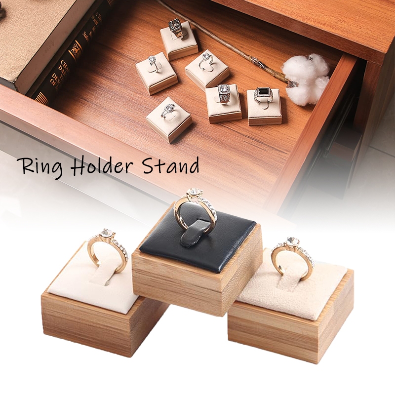Wooden Ring Display Stand Holder Jewelry Counter Ring Showcase Ring ...