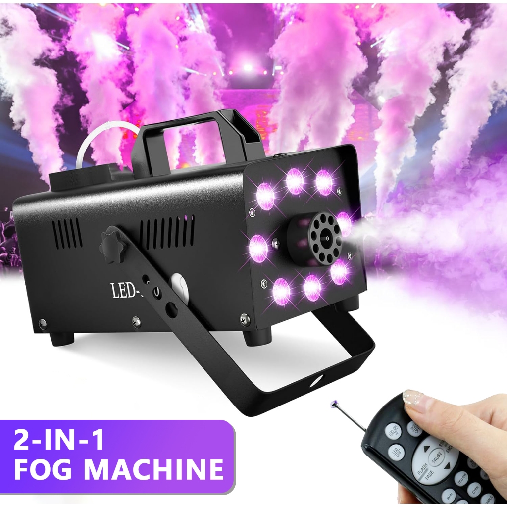 Upgraded Smoke Machine Fog Machine, 8 LED Remote Auto Spray Stage ...