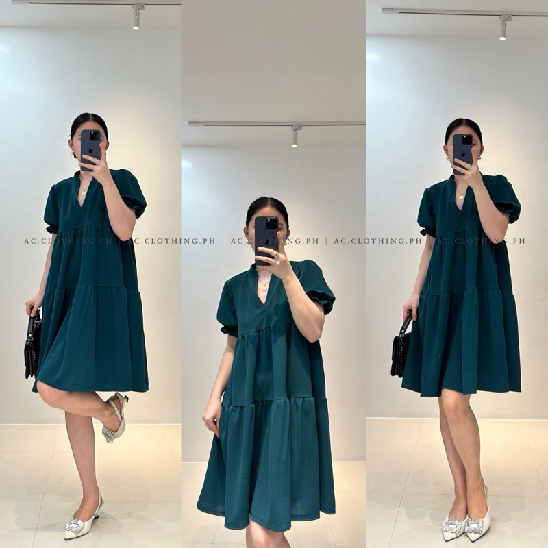 AMARAH PLAIN puff sleeve doll loose polo dress | Shopee Philippines