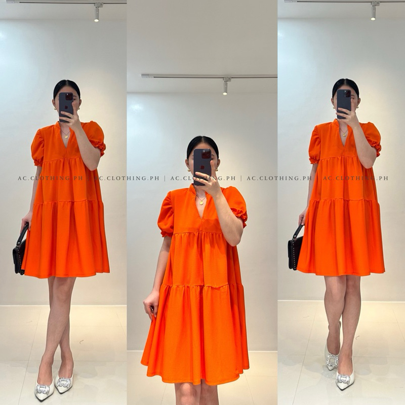 AMARAH PLAIN puff sleeve doll loose polo dress | Shopee Philippines