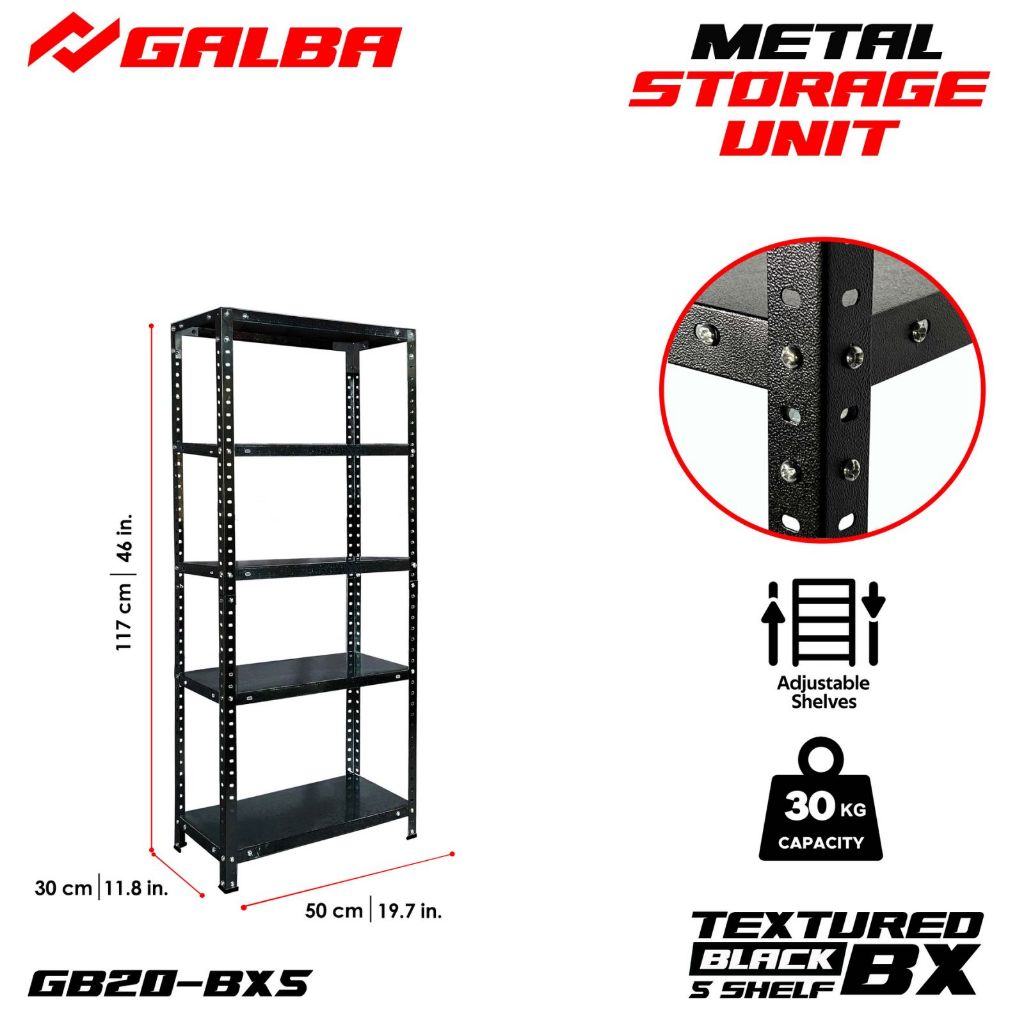 GALBA All Metal Storage Shelving GB Adjustable 5 Layer Steel Rack ...
