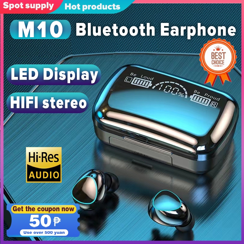 TWS M10 Wireless Headphones Bluetooth 5.1 LED Digital Display Mini ...