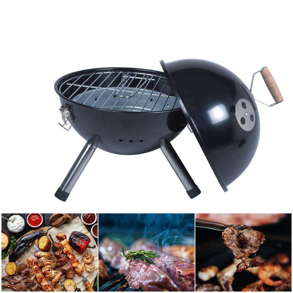 Mini Charcoal Barbecue Grill Outdoor Picnic Football-Shaped Oven BBQ ...