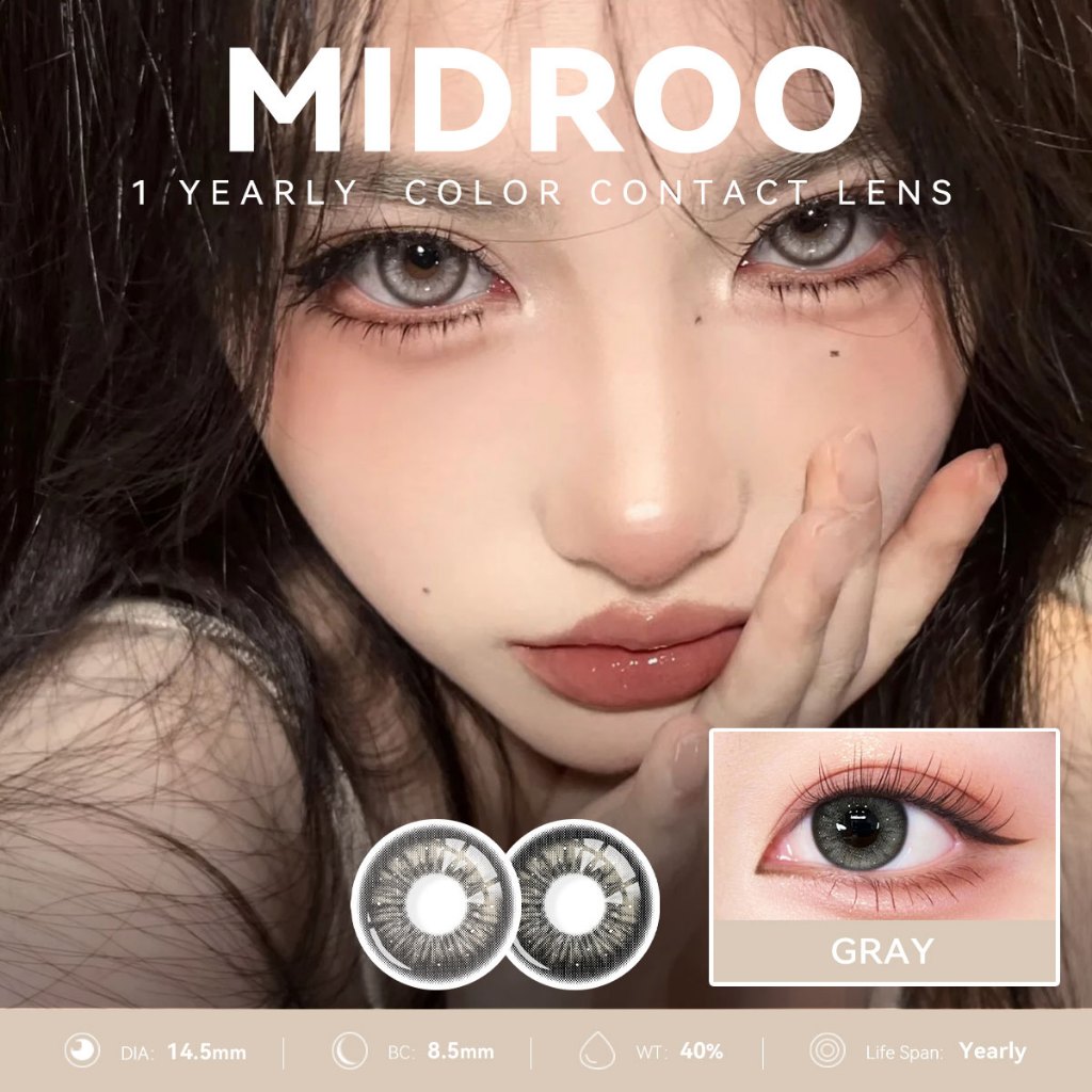 Midroo 1Pair Fog Mountain Soft Black Eye Contact Lens Grade 0.00 with ...