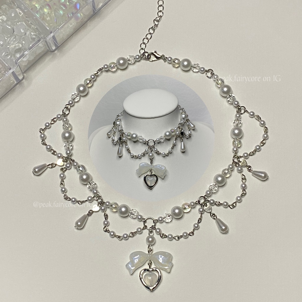 Coquette Necklaces by 𝖕𝖊𝖆𝖐.𝖋𝖆𝖎𝖗𝖞𝖈𝖔𝖗𝖊 | Handmade | Beaded charm ...