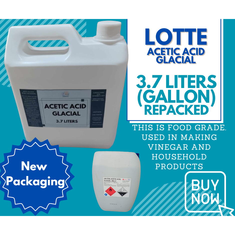 LOTTE ACETIC ACID GLACIAL 1 GALLON 3.7 LITERS (APPROX) - NEW PACKAGING ...