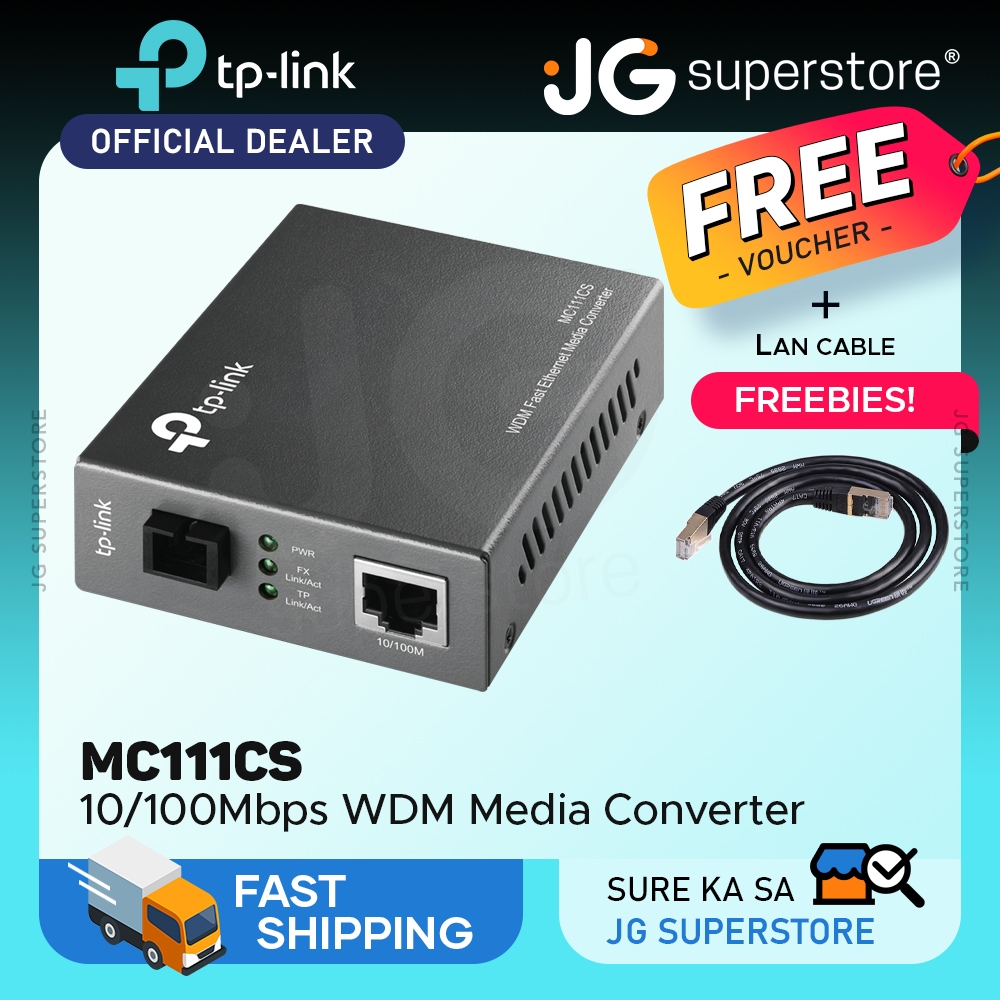 TP-Link MC111CS 10/100Mbps WDM Media Converter Single-Mode Fiber Optic ...