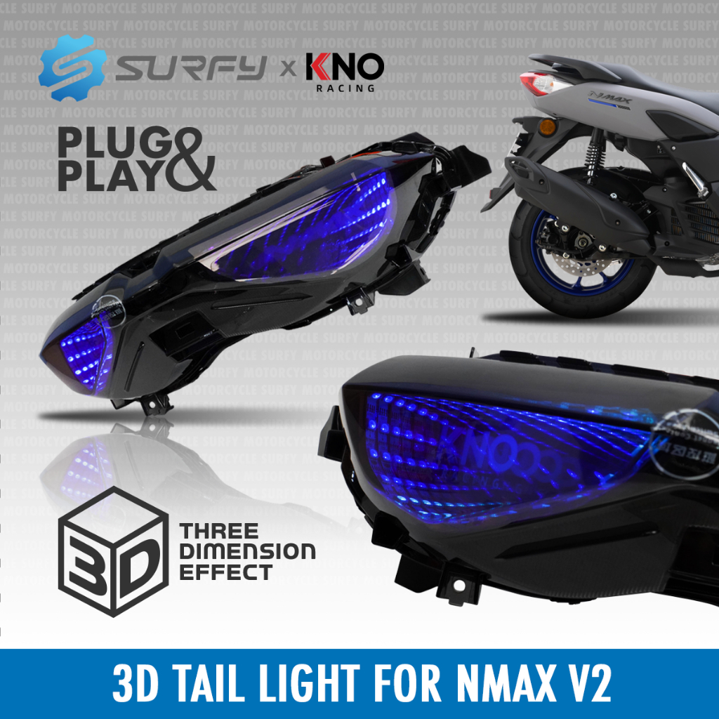 KNO Nmax V2 Tail Light Three Dimension Effect RGB 17 Light Modes Plug ...