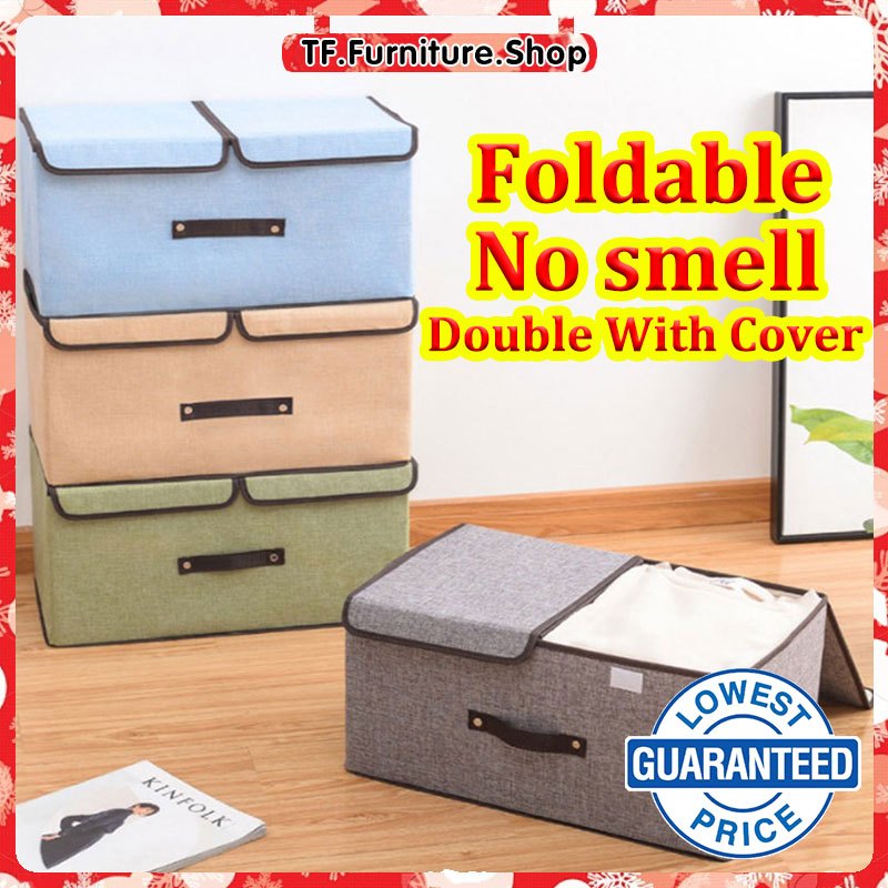 Linen Storage Oraganizer Box Foldable Clothes Storage Box With Cover ...