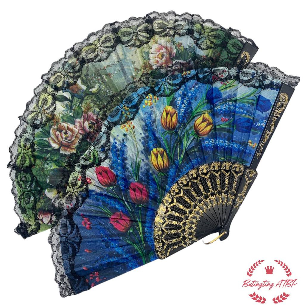 【BTT】Chinese fan Lace fan, flat silk cloth fan 23cm | Shopee Philippines