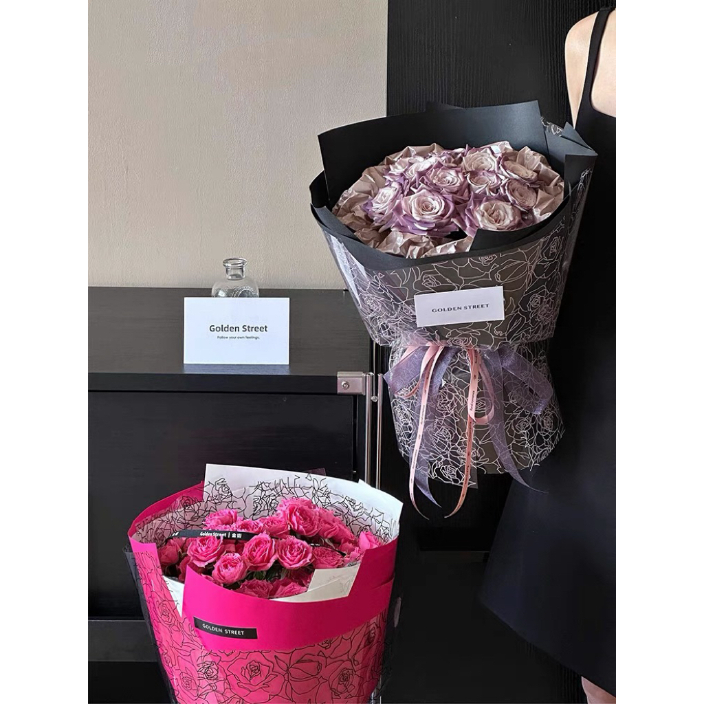 58*58cm 20pcs rose pattern transparent waterproof OPP flower bouquet ...