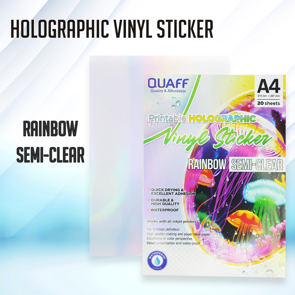 A4 Size Waterproof QUAFF Printable Hologram Vinyl Inkjet Sticker 210mm ...