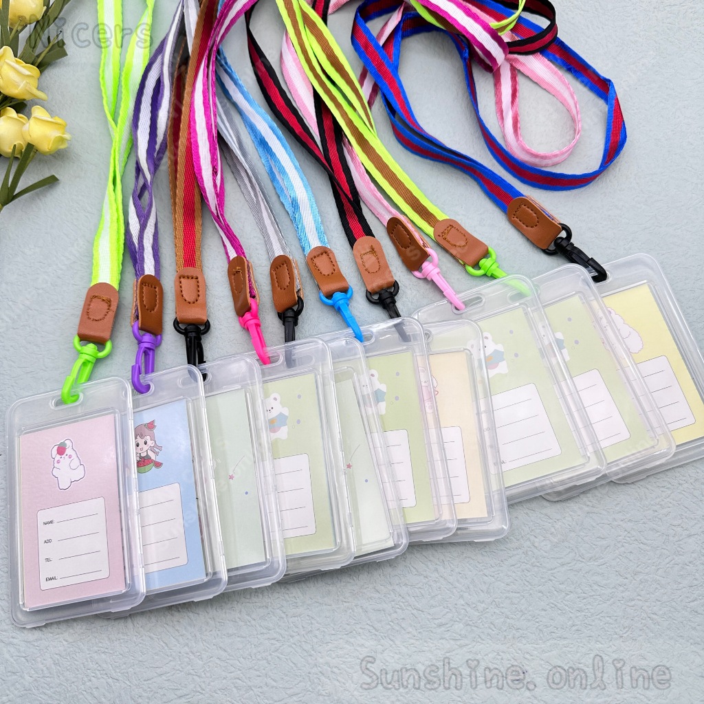 13mm Two Color ID Sling Holder Lanyards with Plastic ID Card Holder ...