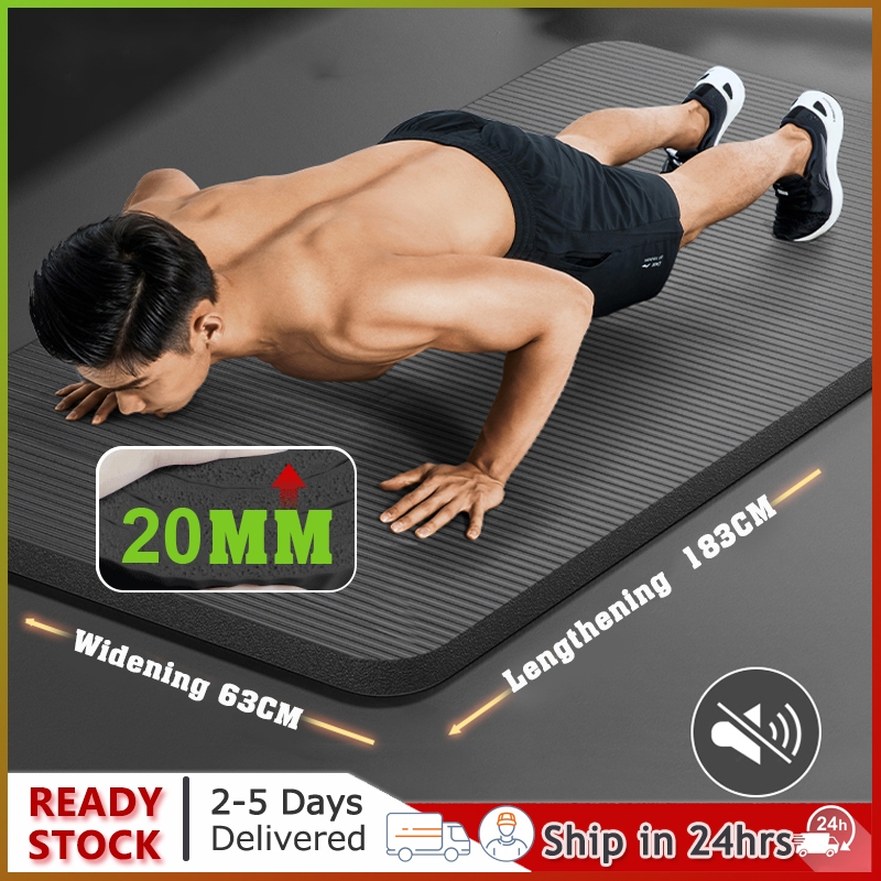 【FREE GIFT】20MM NBR Yoga Mat Thick Exercise Mat NEW SIZE 183CM×63CM ...